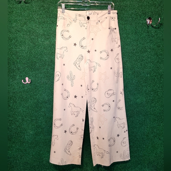 easel | Jeans | 773 Nwt Easel Wideleg Jeans Wwestern Boho Print | Poshmark